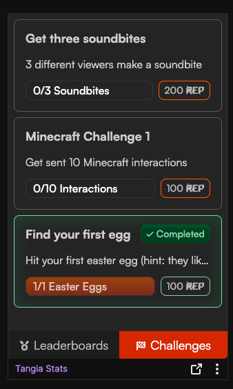 Tangia Leaderboards & Challenges